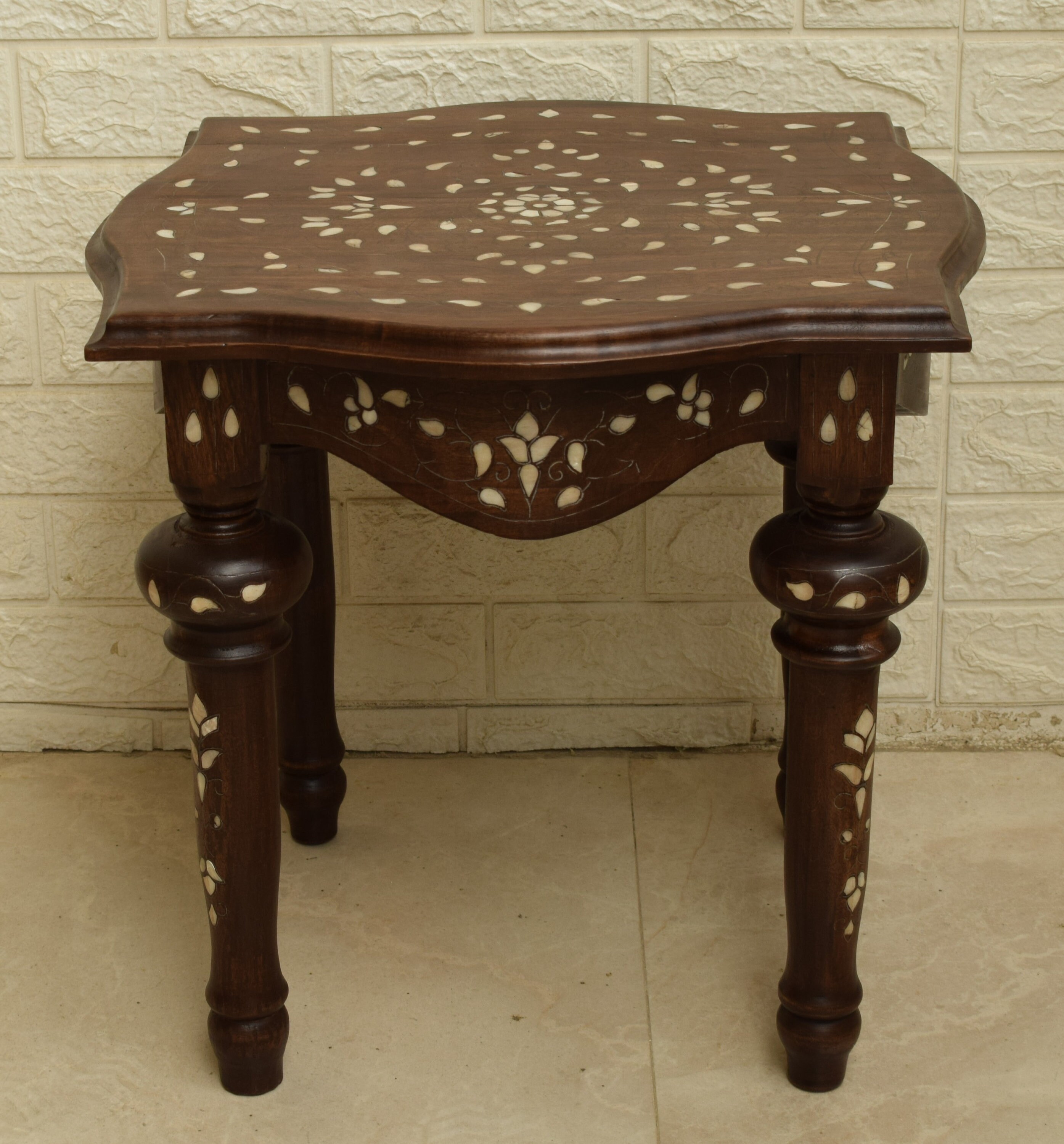 Vintage Syrian Side Table: Handcrafted Mother of Pearl Inlay - Etsy
