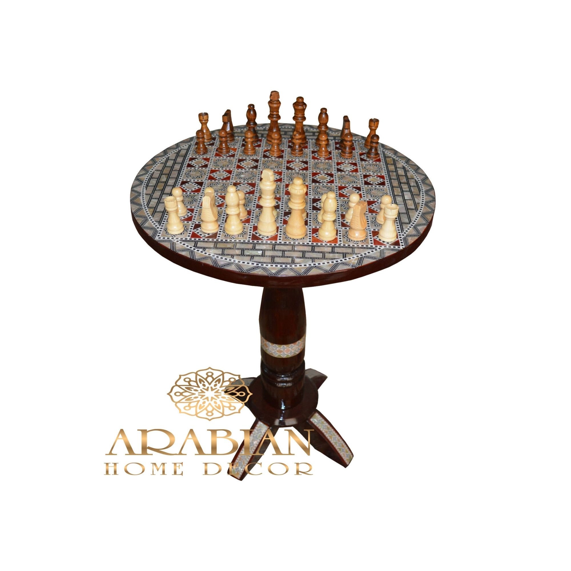 Chess Game Table Round Board Game 16 Wide Egyptian | Etsy