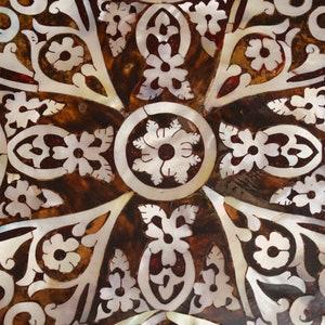 Moroccan 24" Height Wood Table, Luxury Mother of Pearl Inlay Wooden ...