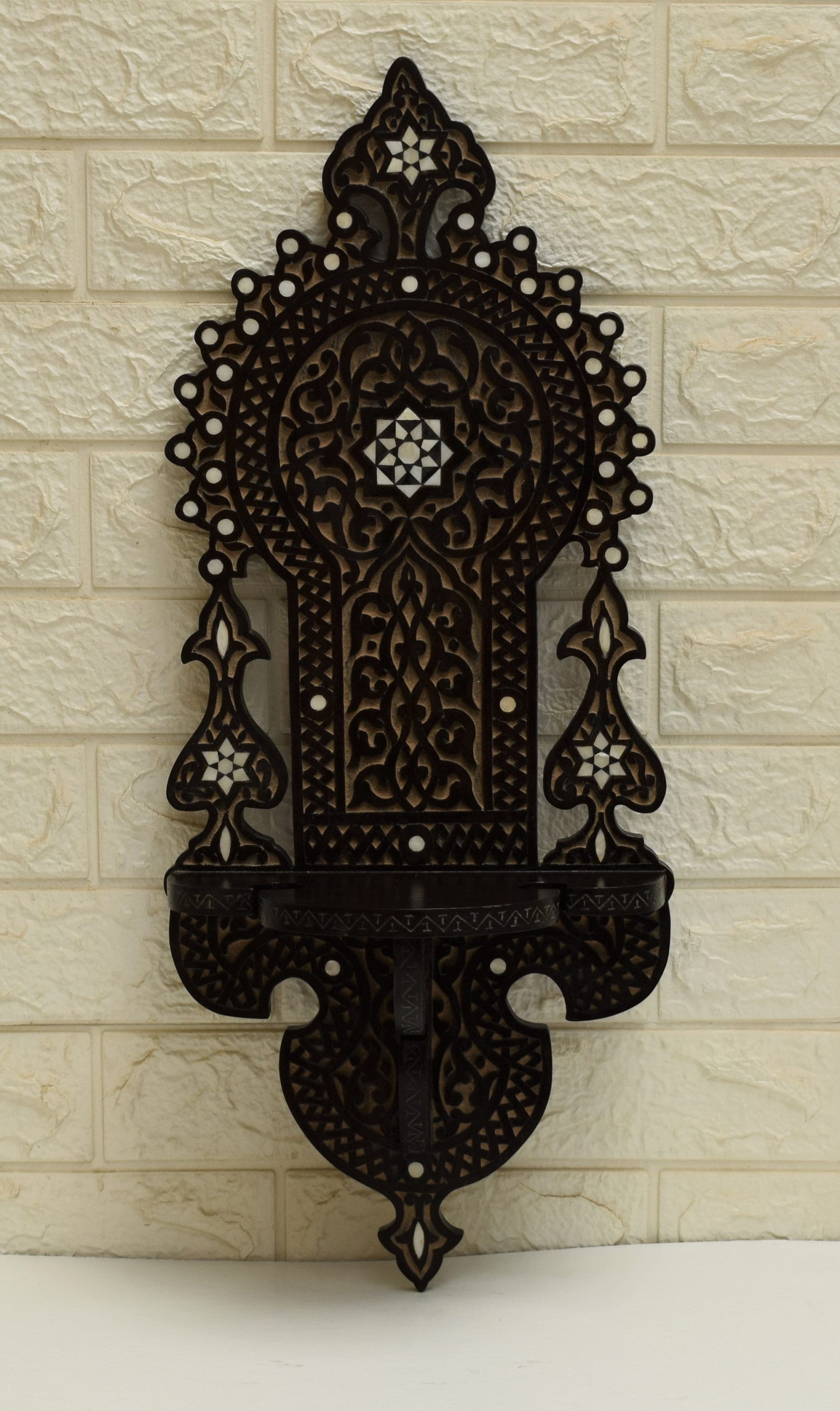 Hand Carved Walnut Wall Shelf: Syrian Mother of Pearl Inlay - Etsy
