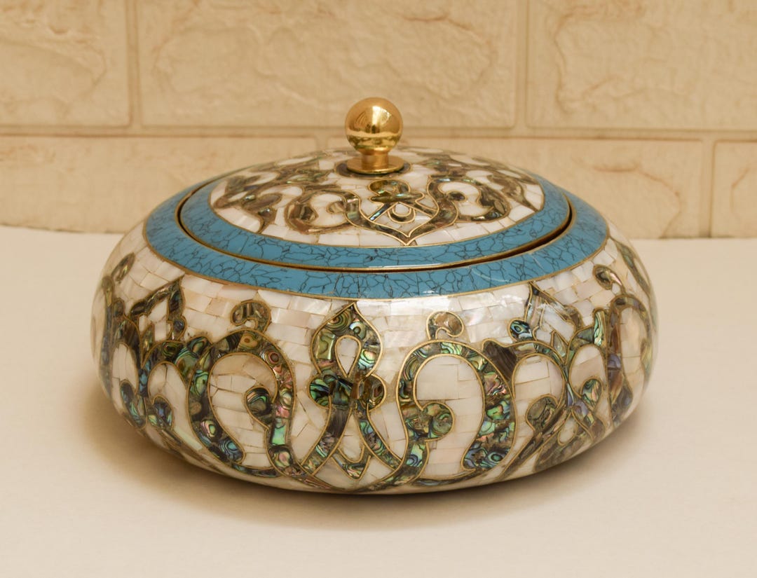 Handmade Egyptian Candy or Chocolate Bowl, Mother of Pearl Inlaid ...