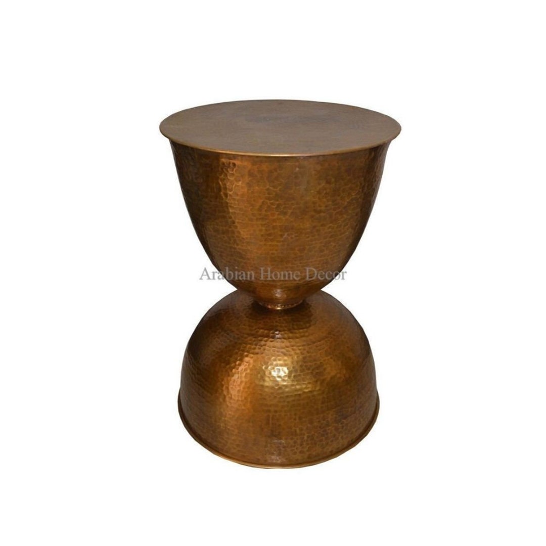 Handcrafted Moroccan Brass Side Table: Bronze Finish Drum Stool - Etsy
