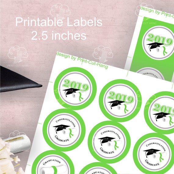 Printable 2019 Grad Stickers - squares & circles 2.5 inches by Print ...