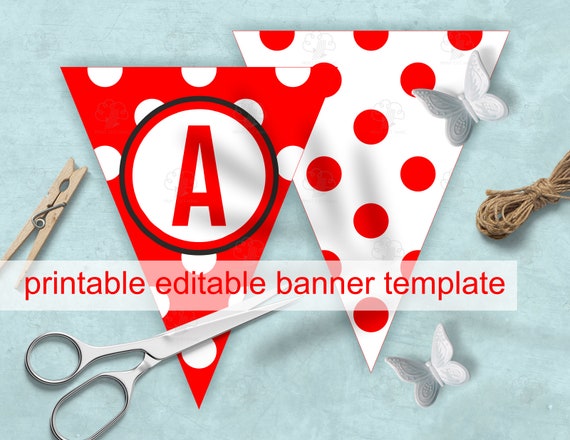 Red White Polka Dot Banner - Editable Letters and circles - Photo ...