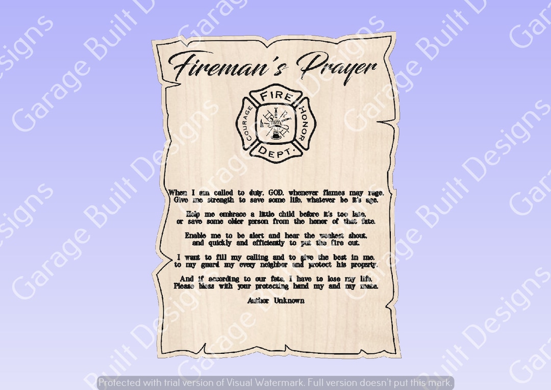 Fireman Prayer SVG DXF - Etsy