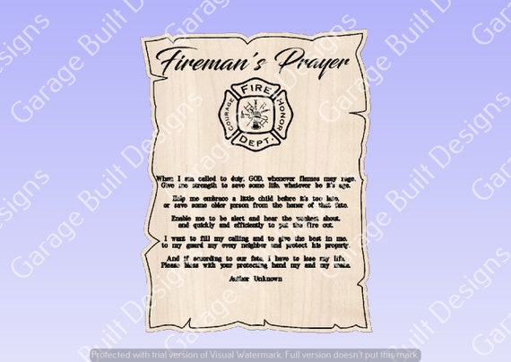 Fireman Prayer SVG DXF | Etsy Australia
