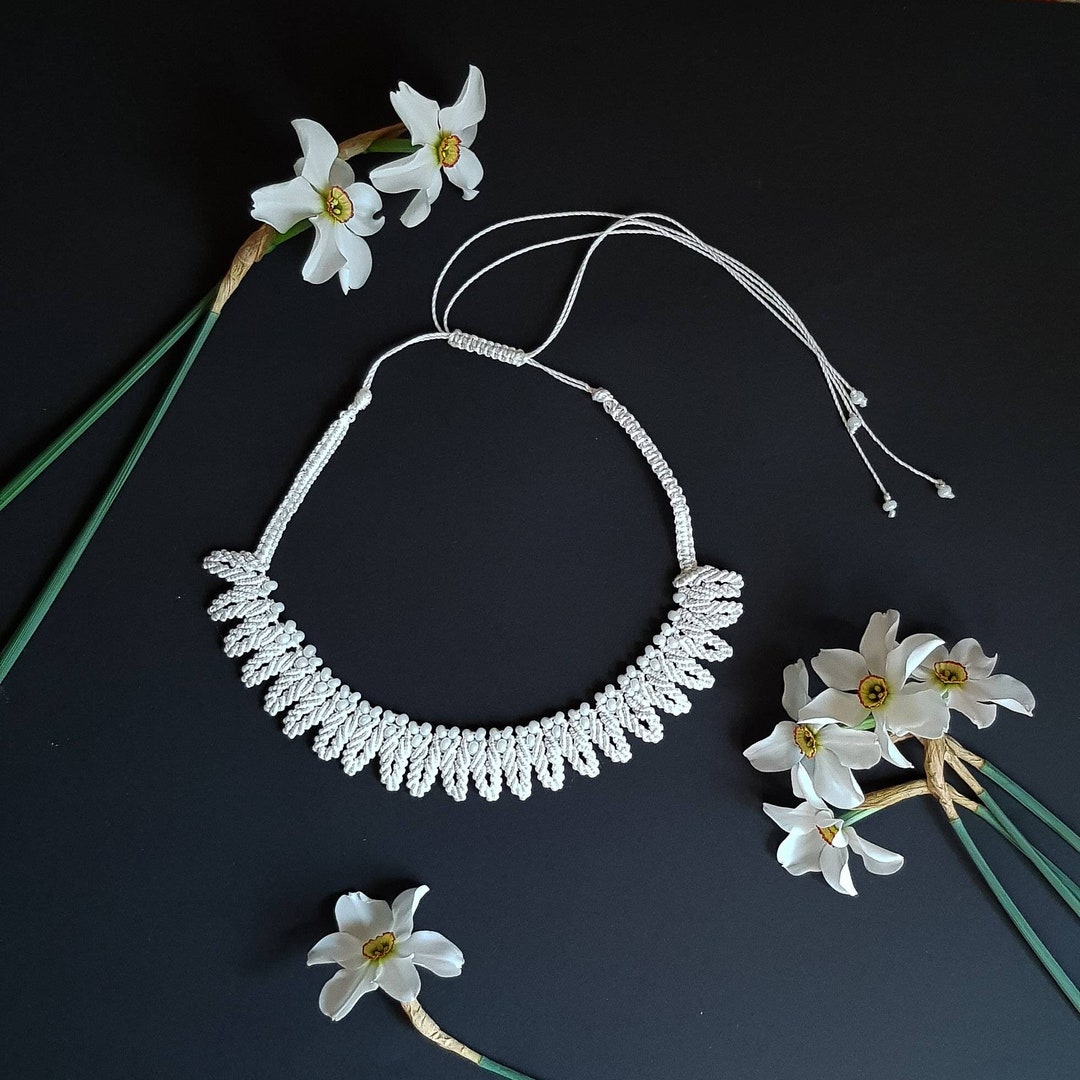 Handmade Macrame Necklace With Beads, Boho Necklace, Bohemian Jewellery ...