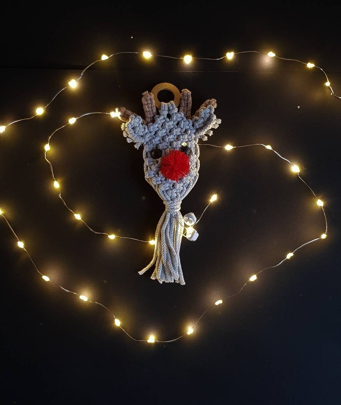 Handmade Macrame Reindeer, Macrame Rudolph, Macrame Christmas Decor ...