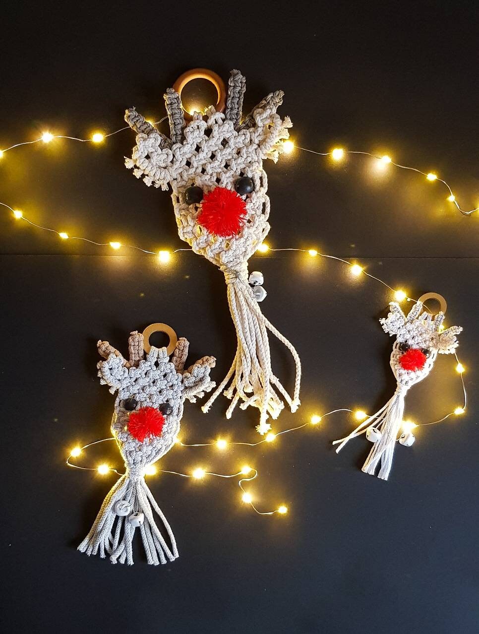 Handmade Macrame Reindeer, Macrame Rudolph, Macrame Christmas Decor ...