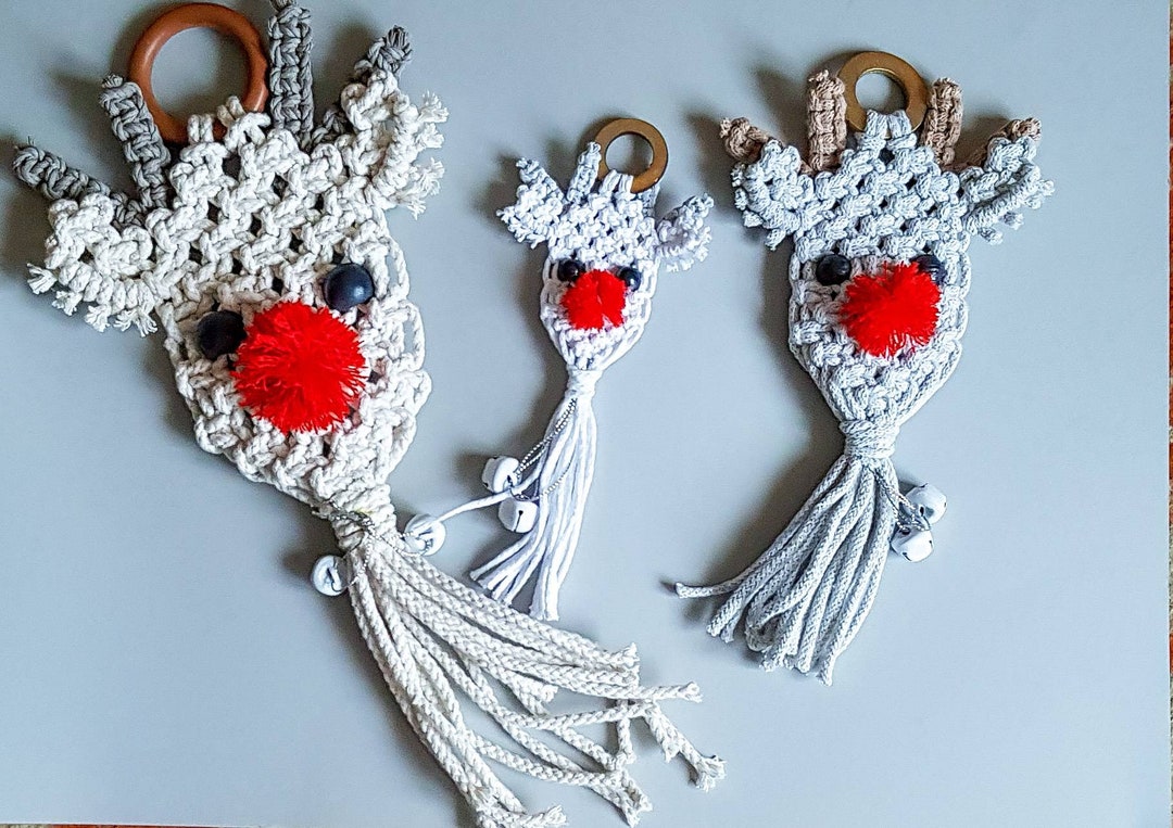 Handmade Macrame Reindeer, Macrame Rudolph, Macrame Christmas Decor ...