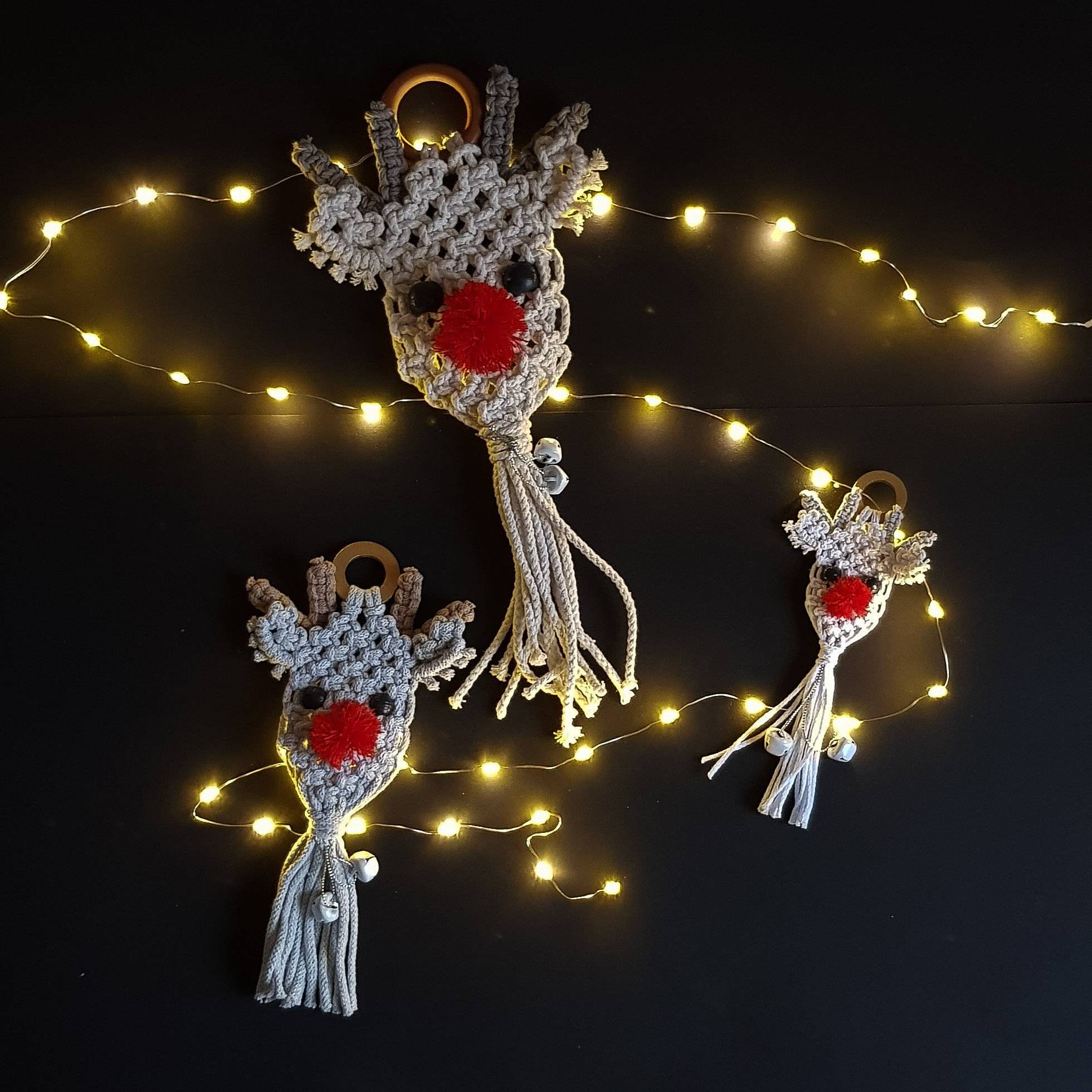 Handmade Macrame Reindeer, Macrame Rudolph, Macrame Christmas Decor ...