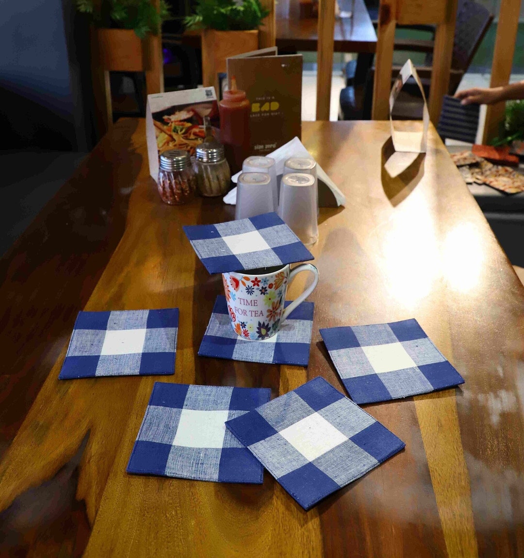 Colorful Tea Time Coasters Set of Handmade Cotton Drink Coasters for ...