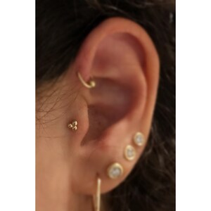 14k Solid Gold Labret 3 Dots Reverse Screw Tragus, Ear Piercings ...