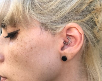 14k White Gold Lotus Tragus, Ear Piercings, Septum, Helix, BCR - Etsy