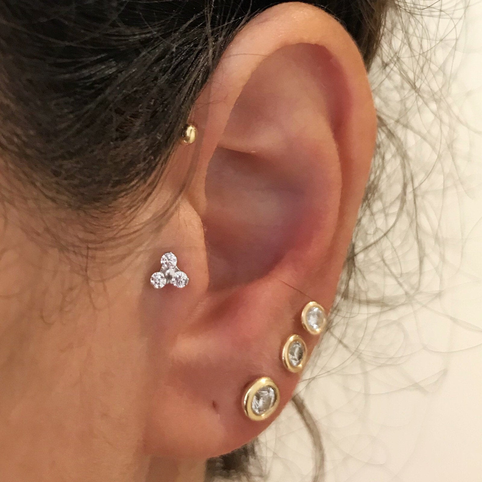 14k Solid Gold Labret Reverse Screw Tragus Ear Piercings | Etsy