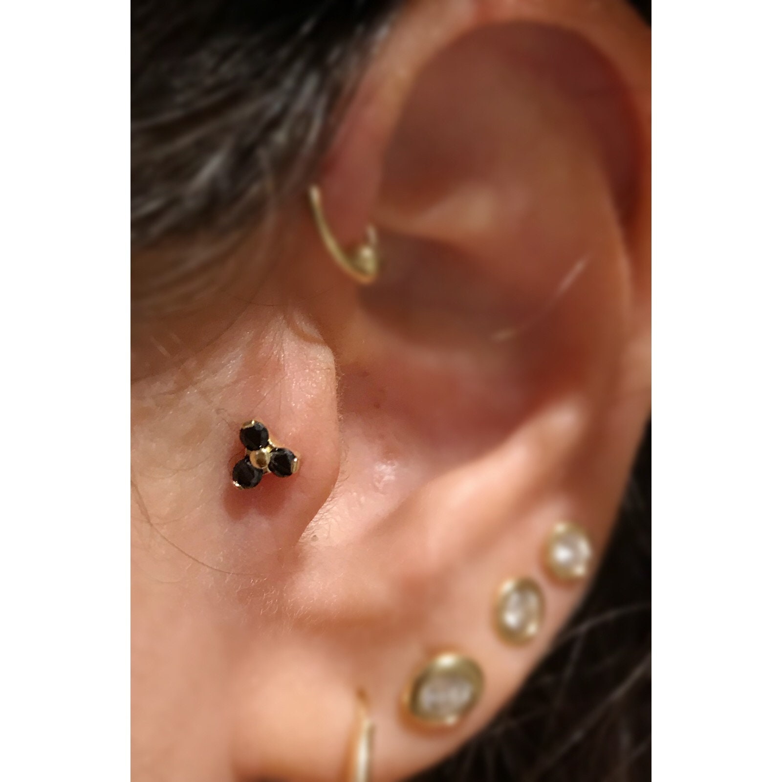 14k Solid Gold Labret Reverse Screw Tragus Ear Piercings - Etsy