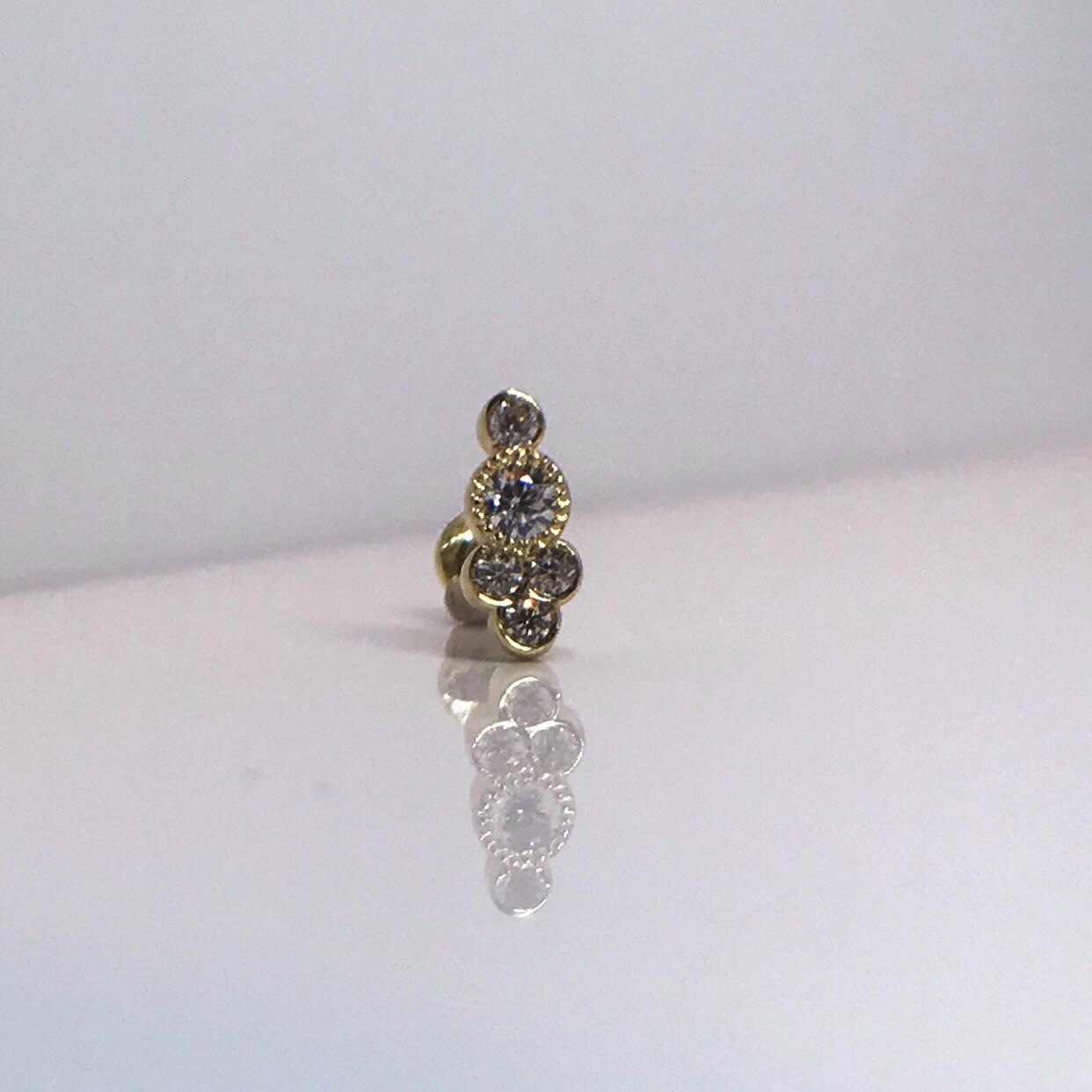 14k Gold Labret 5 STONE Reverse Screw Tragus Ear Piercings | Etsy