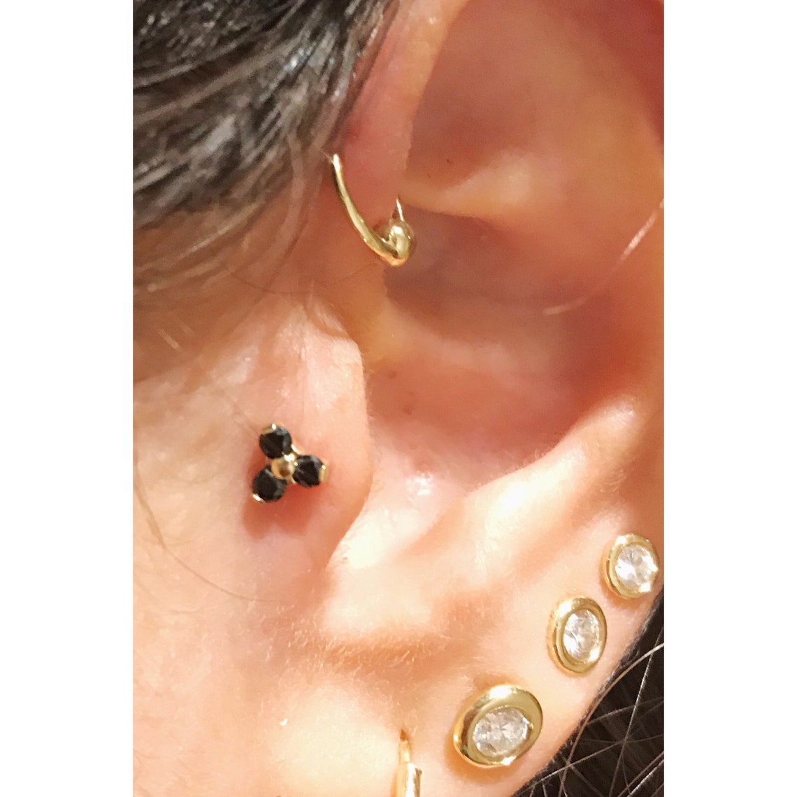 14k Solid Gold Labret Reverse Screw Tragus Ear Piercings - Etsy