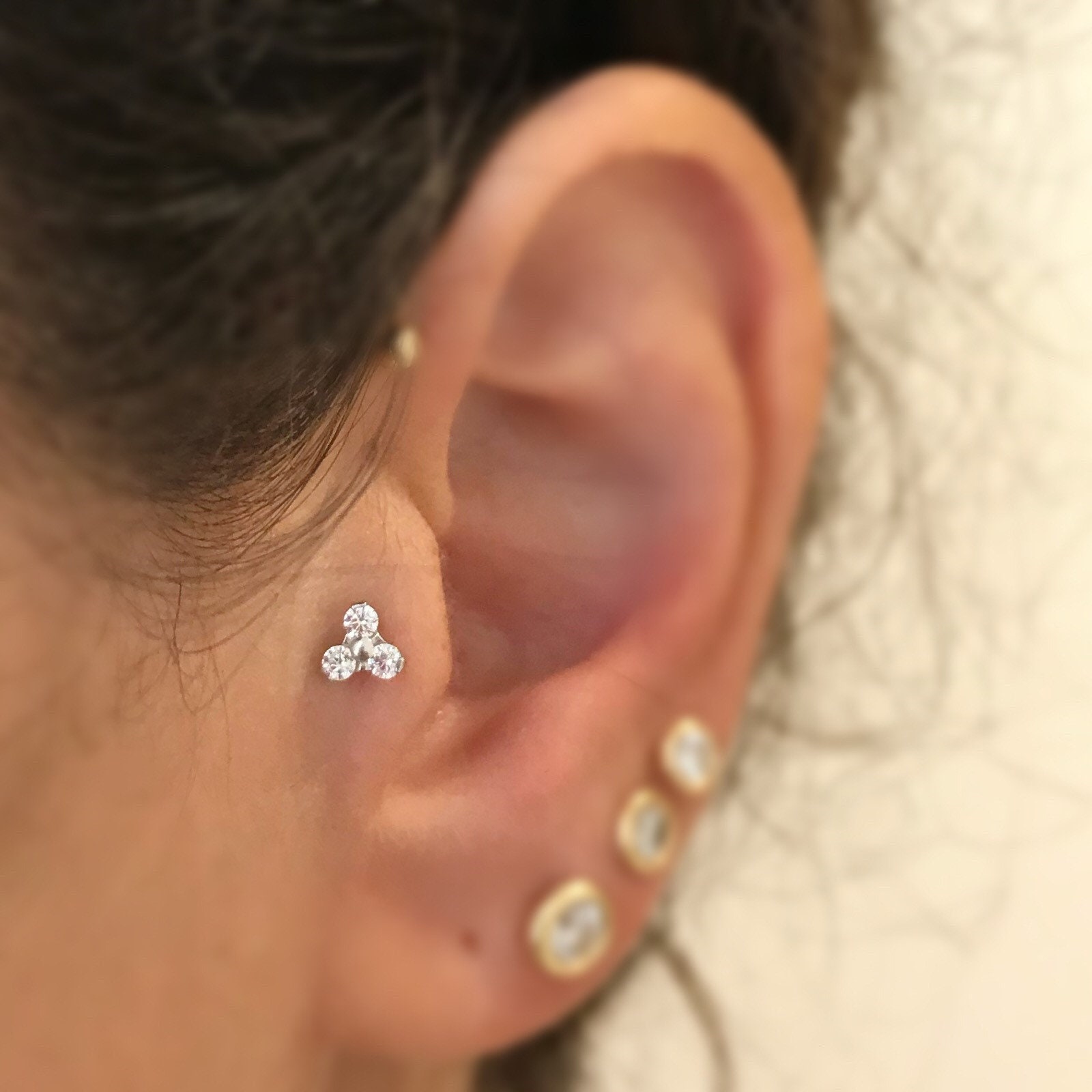 14k Solid Gold Labret Reverse Screw Tragus Ear Piercings | Etsy