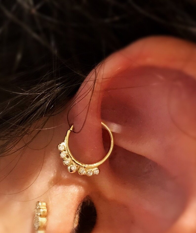 14k Yellow Gold Captive Bead Ring tragus Ear Piercings - Etsy