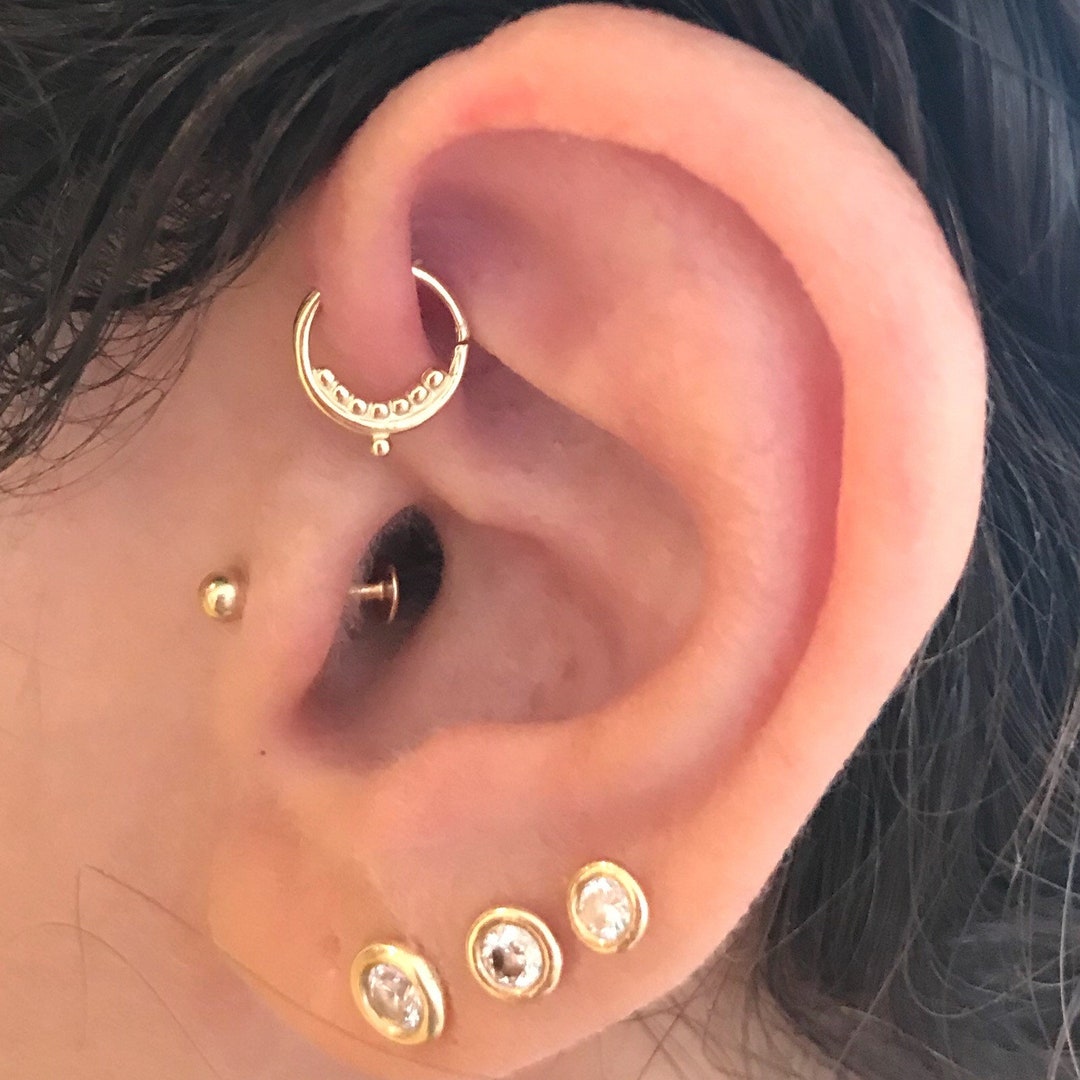 14k Solid Gold Captive Bead Ring -tragus, Ear Piercings, Septum, Helix ...