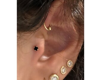 14k Solid Gold Labret Reverse Screw Tragus Ear Piercings | Etsy