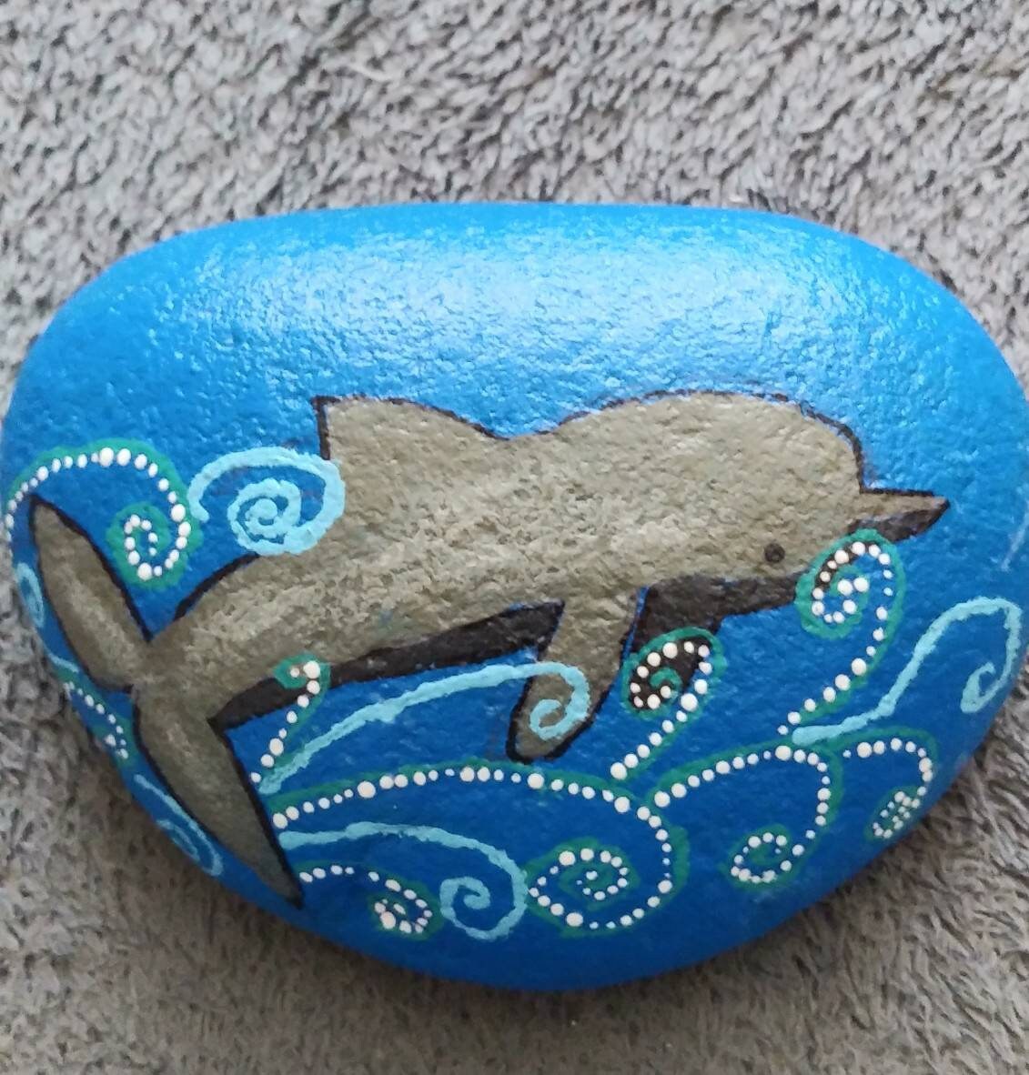 Hand painted Dolphin on river rock | Etsy