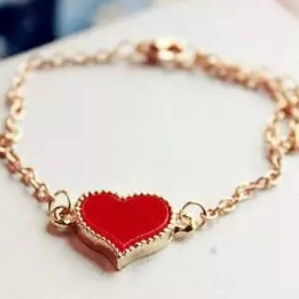 Red Heart Bracelet - Etsy