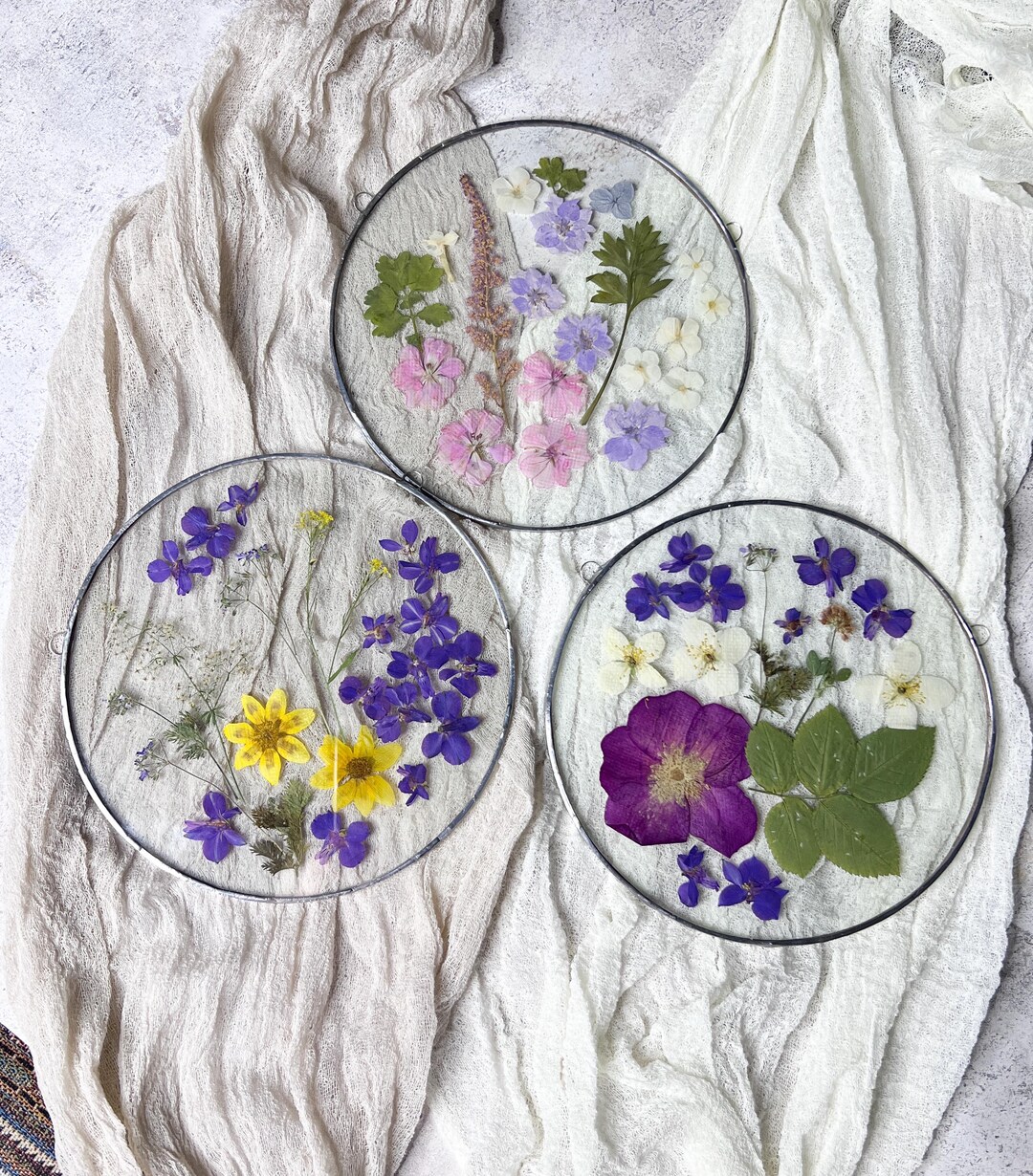 Set of 3 Pressed Flower Frame New Home Ornament Herbarium Room Decor ...