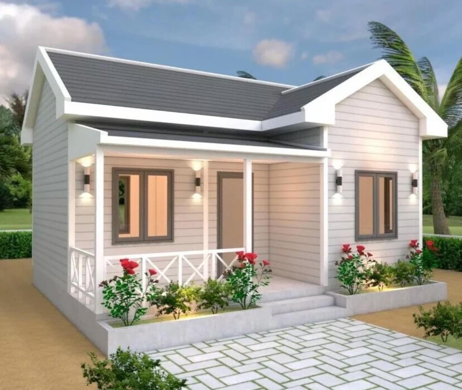 23x20 Feet Tiny House Plans 7x6 Meter One Bedroom Gable Roof Full Plan ...