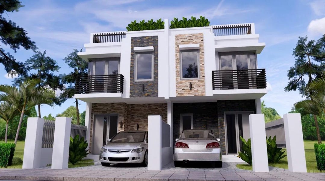 Home Design Plan 4.5x16 Meter 15x54 Feet 3 Bed 3 Bath Terrace - Etsy