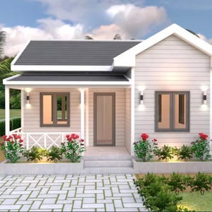 23x20 Feet Tiny House Plans 7x6 Meter One Bedroom Gable Roof Full Plan ...