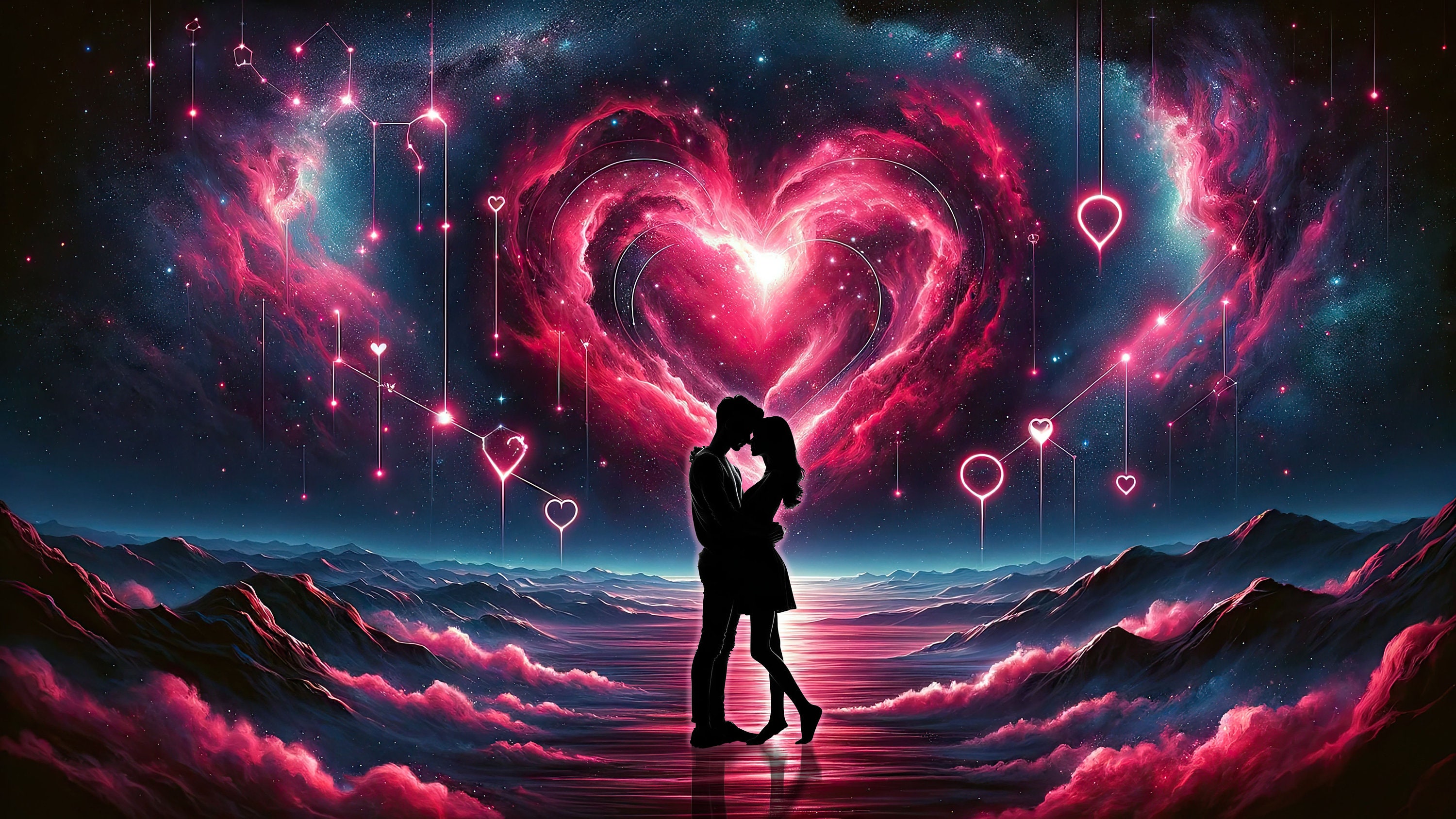 Space-themed Valentine's Day Digital Backdrop Romantic Landscape for ...