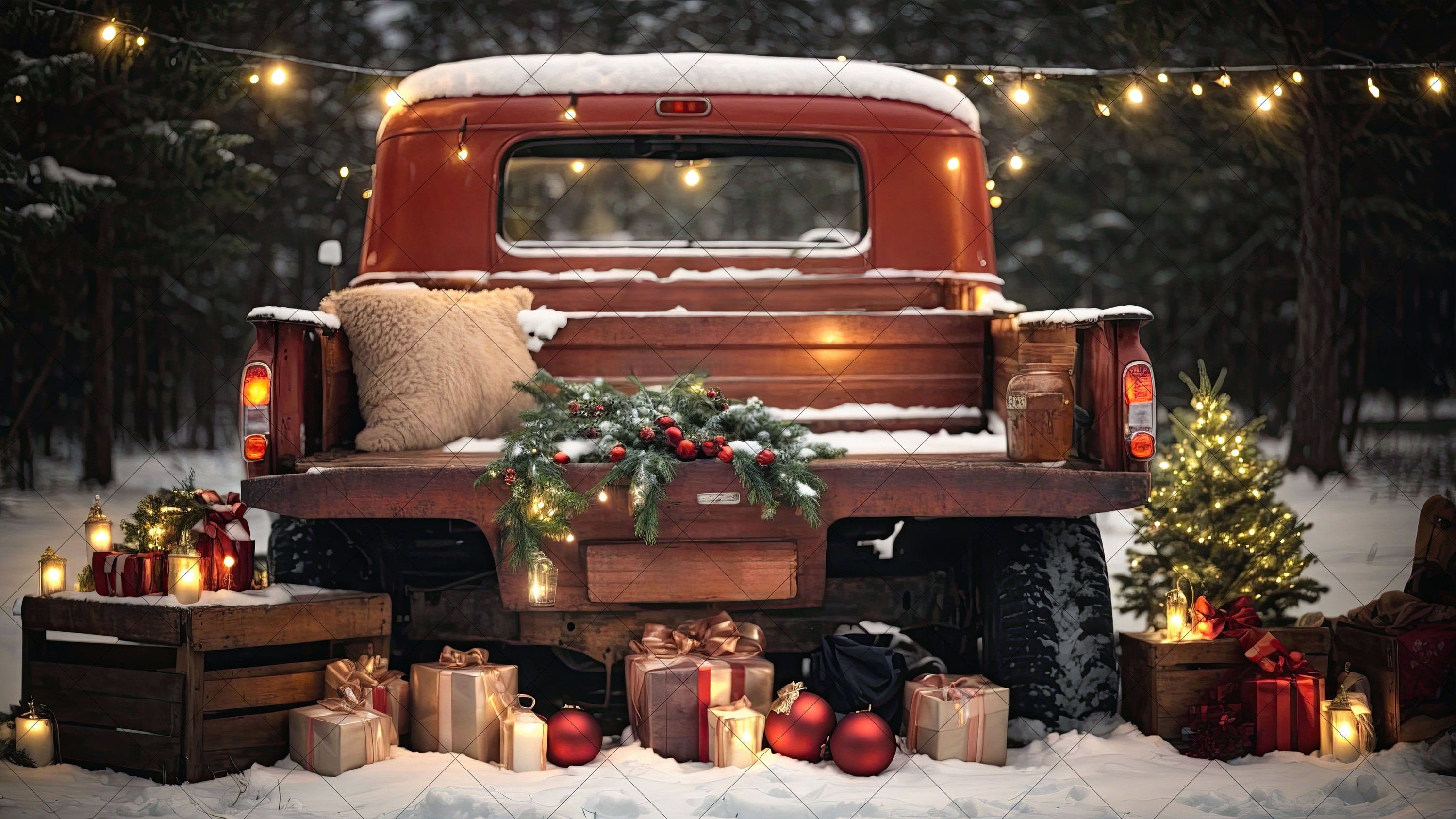 7 Holiday Vintage Trucks for Composites - Red Vintage Trucks - Holiday ...
