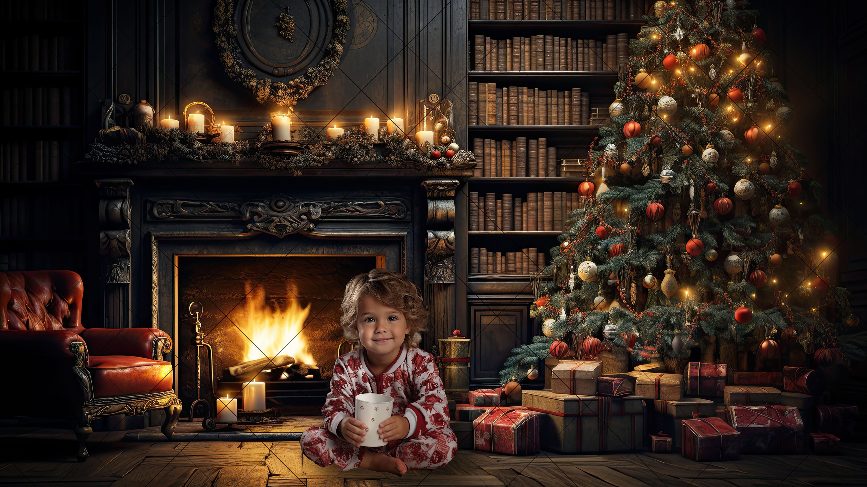 Christmas Room for Composites - 16x9" 300 Ppi - Fireplace, Christmas ...