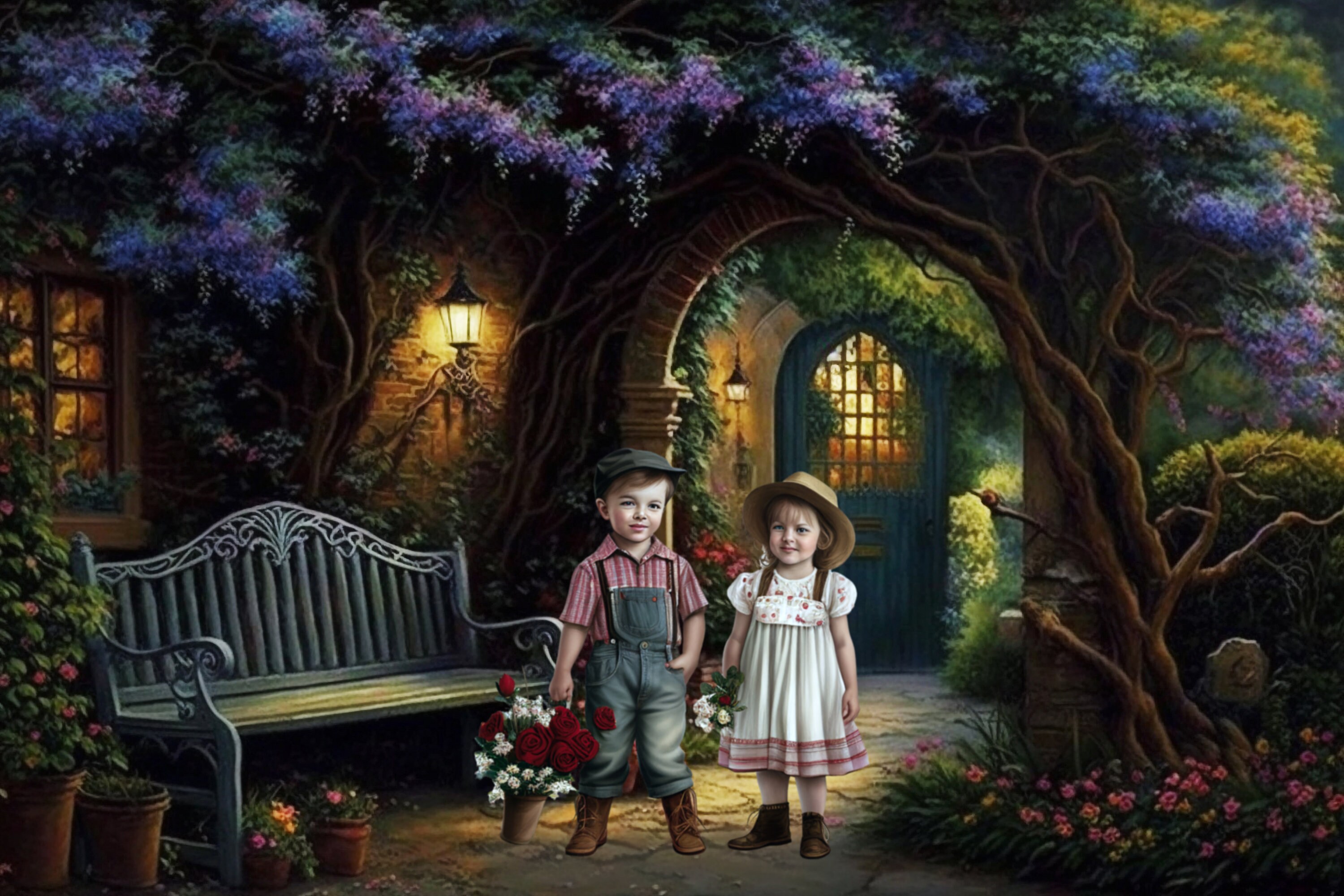 6 Evening Garden Gate Digital Backdrops - Floral Backdrop - 300 DPI ...