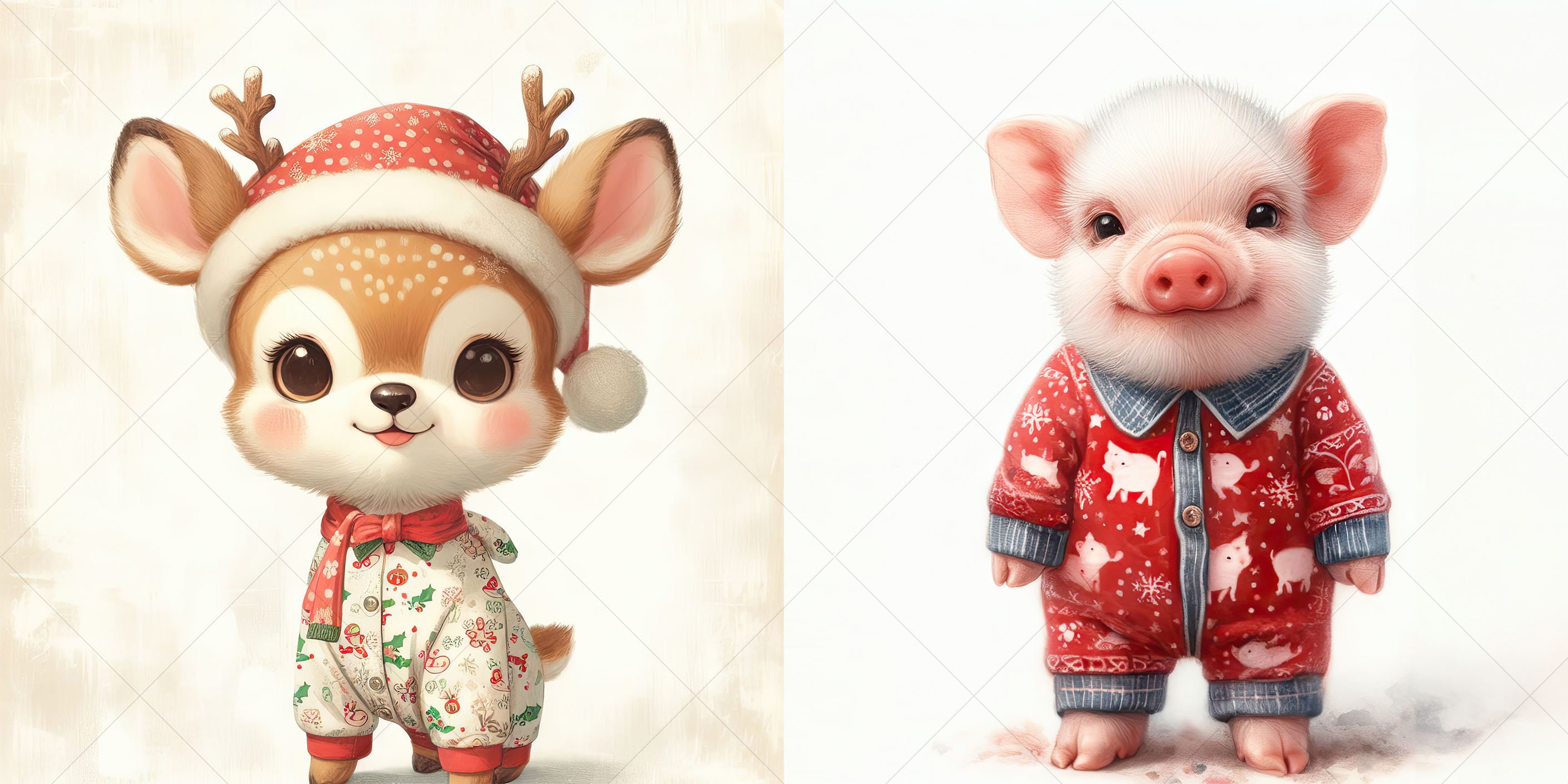 19 Cute Animals in Pajamas Digital Illustrations Bundle Part 3 - for ...