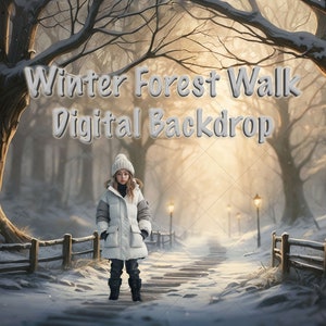 Winter Forest Walk Illustrated Digital Backdrop for Compositing Winter/holiday Backdrop Approx ...