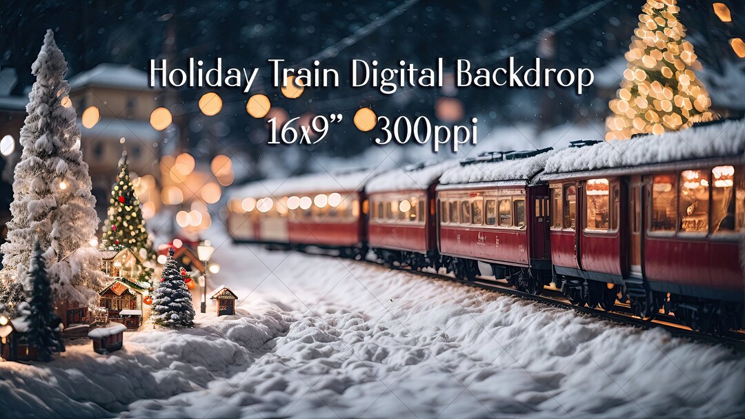 Holiday Digital Backdrop - Holiday Train - Snow - Polar Express - for ...