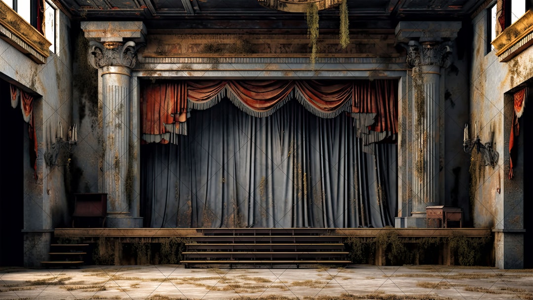 Abandoned Old Theatre Digital Backdrop With Smoke Overlay - Digital ...