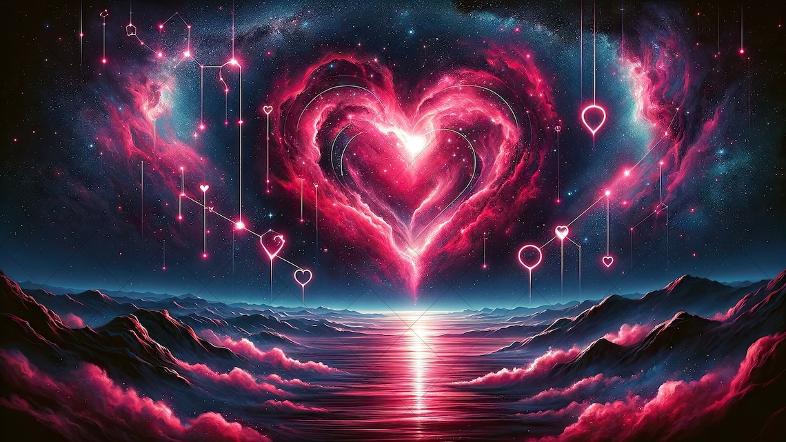 Space-themed Valentine's Day Digital Backdrop Romantic Landscape for ...