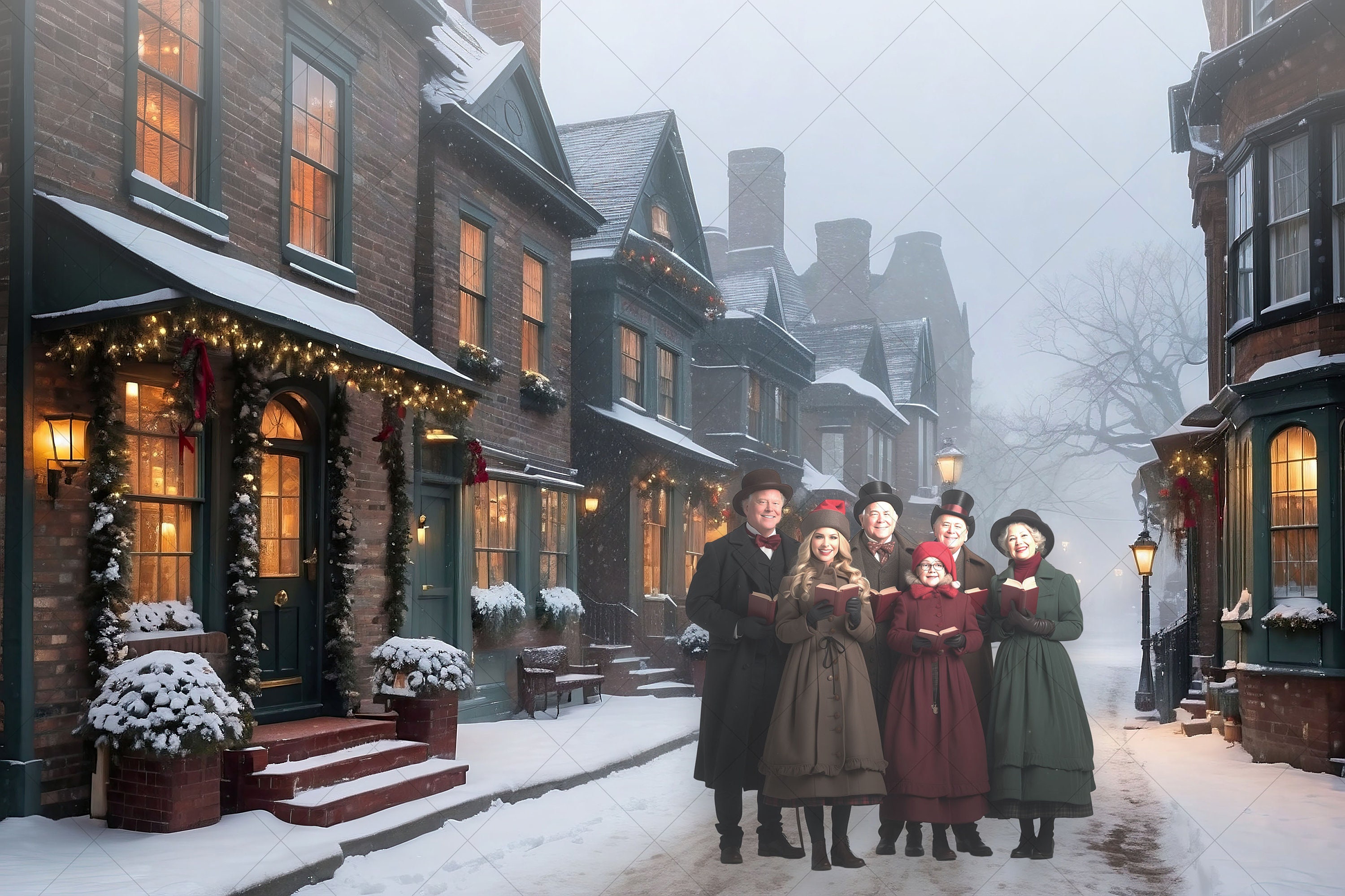 Victorian Christmas Village Digital Backdrop Bundle 4 Images - Etsy