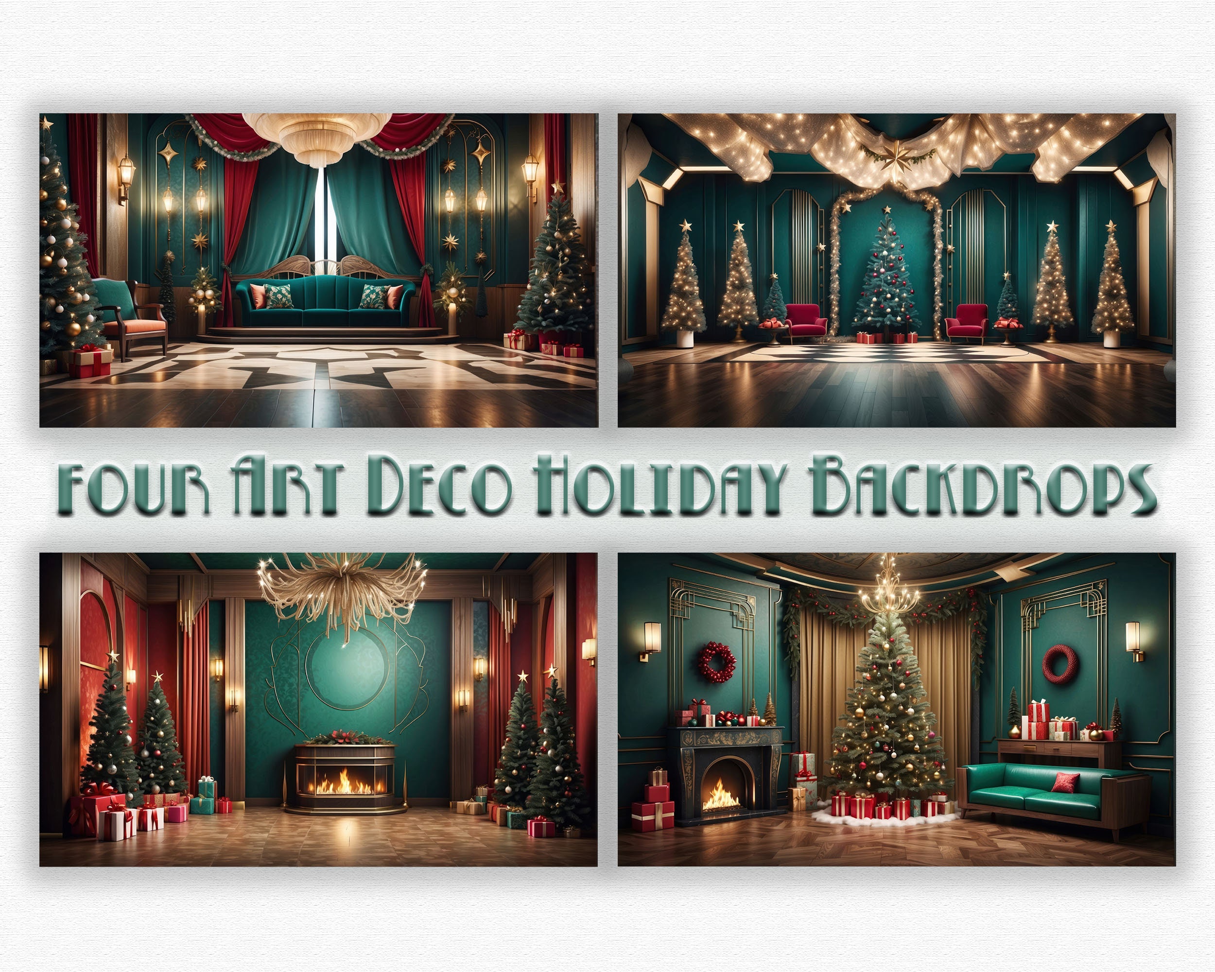 Art Deco Holiday Digital Backdrop Bundle 4 Images for Compositing ...