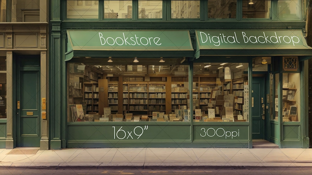 Bookstore Digital Backdrop 16x9 Inches 300PPI for Compositing Fun ...