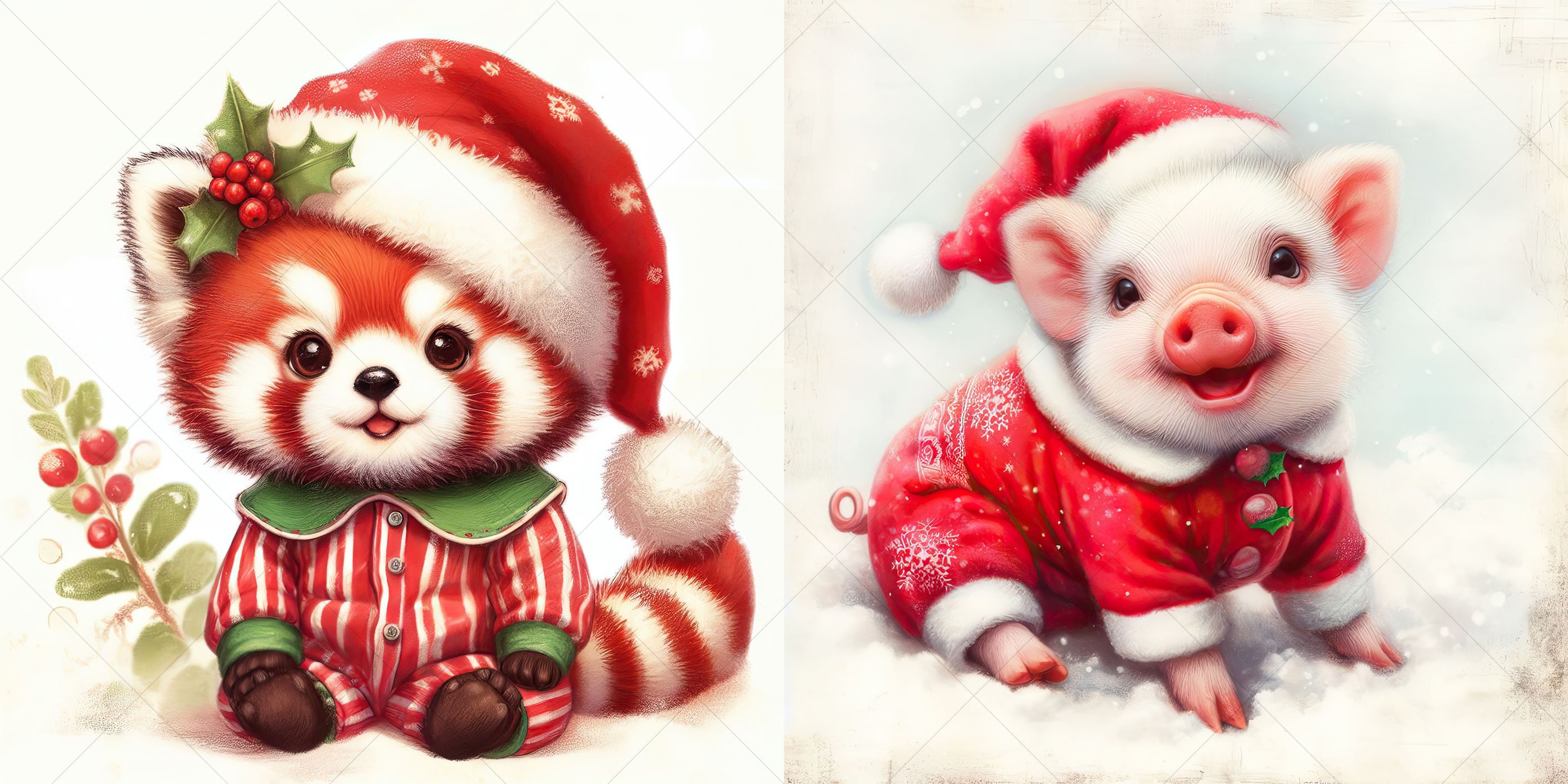 19 Cute Animals in Pajamas Digital Illustrations Bundle Part 2 for All ...