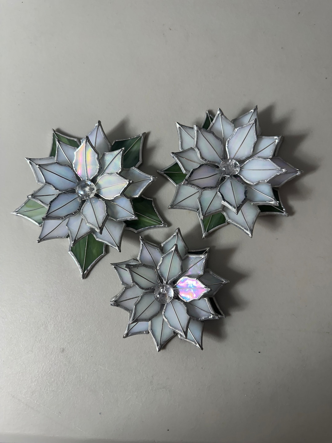 Trio of Stained Glass Poinsettias - Etsy