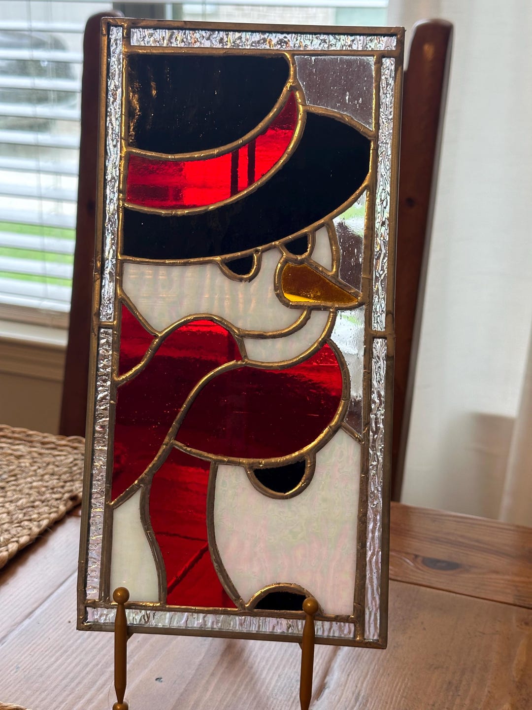 Stained Glass Snowman Panel 12” X 6” - Etsy