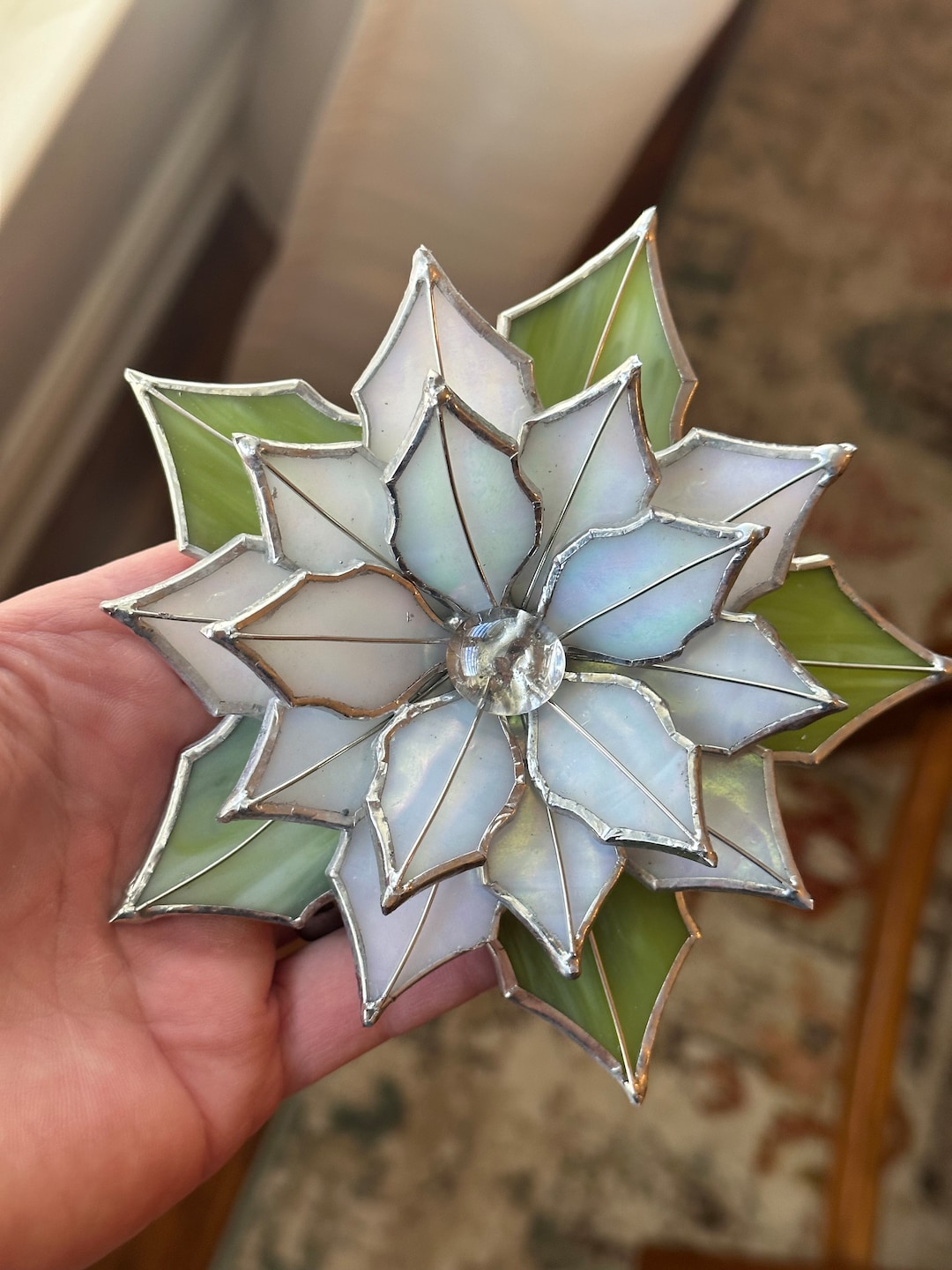 Iridescent White Stained Glass Poinsettia - Etsy