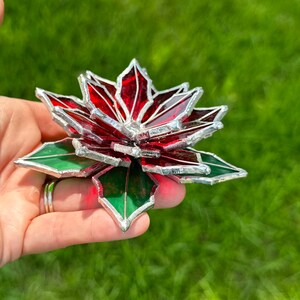 Set of 3 Stained Glass Poinsettias Christmas Decor - Etsy