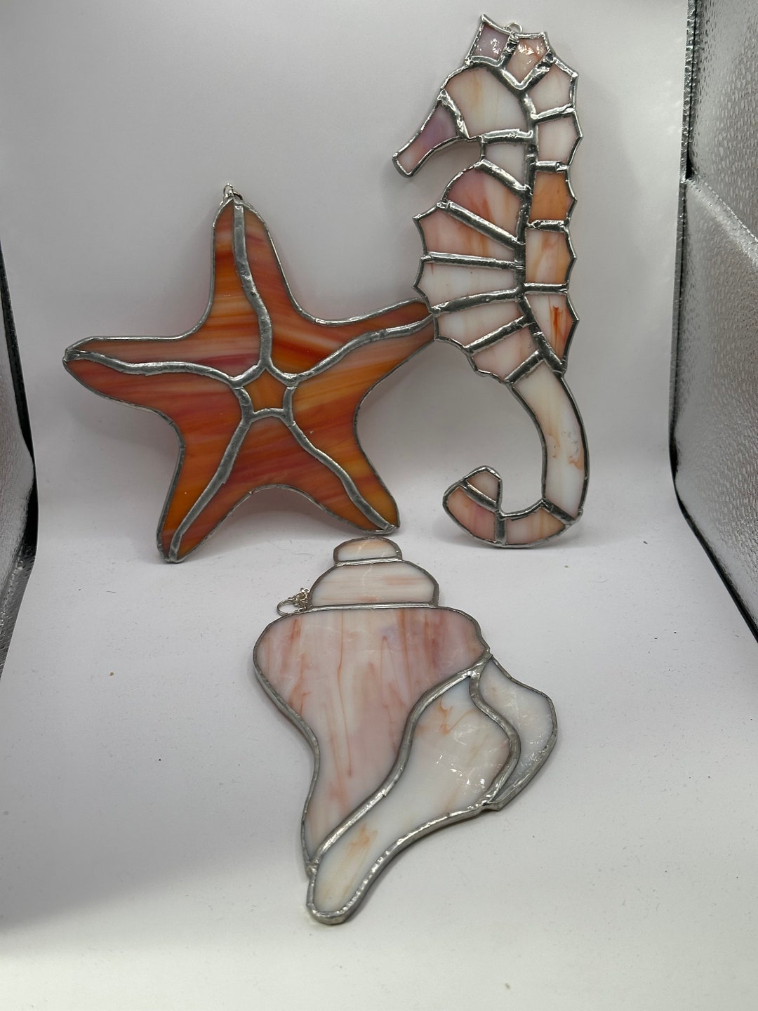 Trio of Stained Glass Sea Life - Etsy